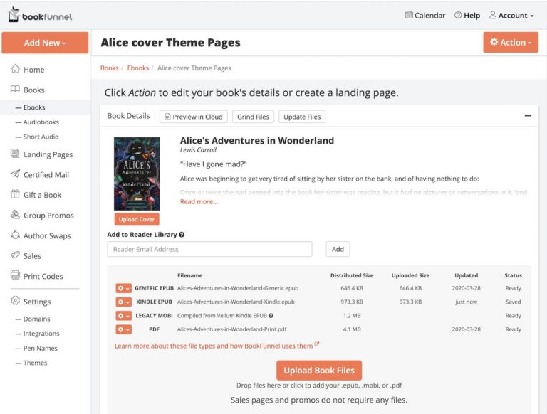 Ebook File Details: EPUB, Kindle EPUB and PDF | BookFunnel Author ...